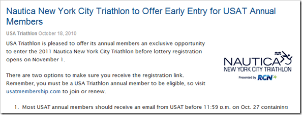 Race Reminders: NYC Triathlon Early Registration, IM 70.3 Race Openings ...