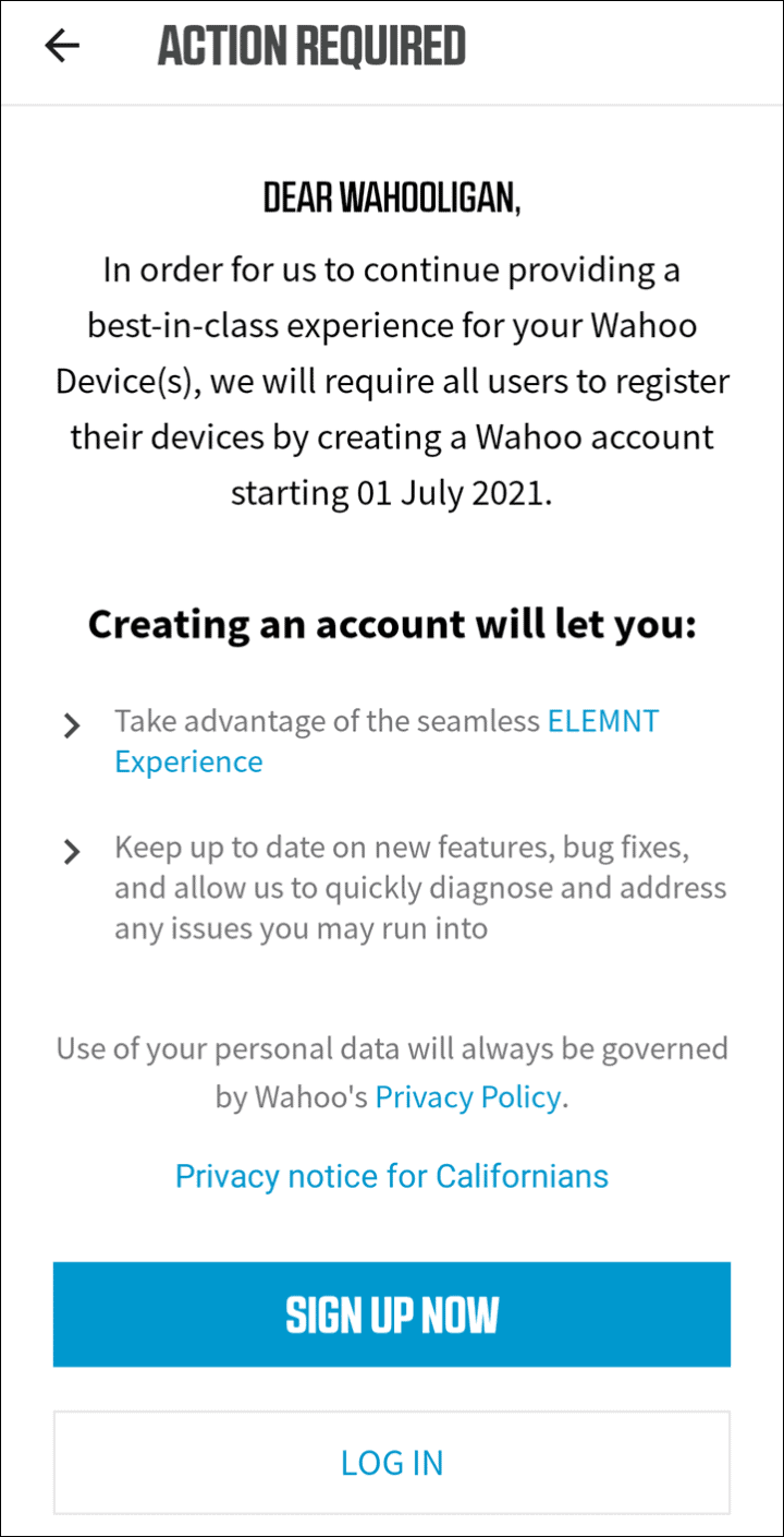 Heads Up: Wahoo ELEMNT Devices To Require Wahoo Accounts From July 1st ...